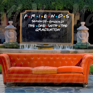 Friends Orange Couch Graduation Backdrop, AI Backdrop, Senior Photos ...