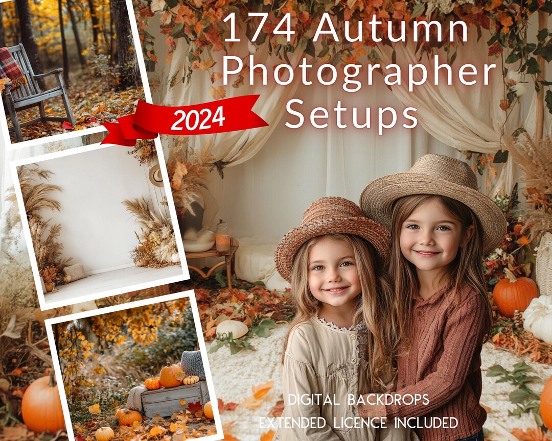 174 Autumn Photographer Setup AI Digital Backdrops, Boho Style, Classic ...