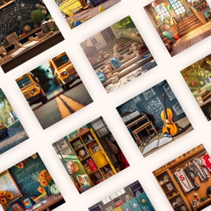 178 Back to School Digital Backdrops, Busses, Vintage Classes, Apple ...