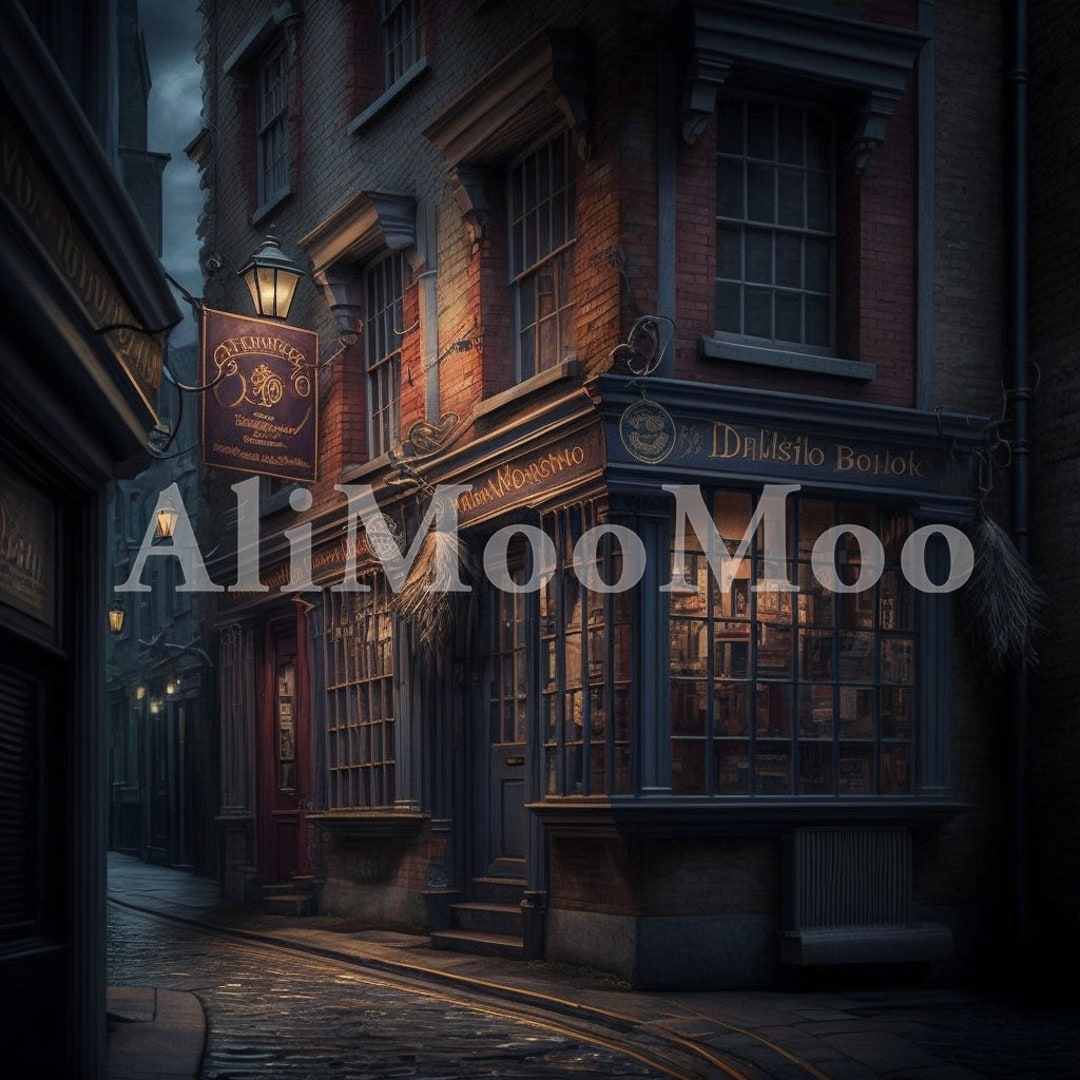 Magical Wizard Alley CG Digital Backdrop, Wizard Stock, Gothic Shops ...