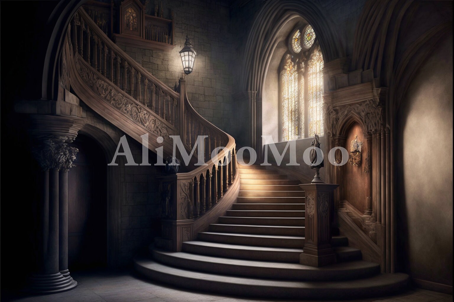Magical Wizard Stairs CG Digital Backdrop Wizard Stock - Etsy Australia
