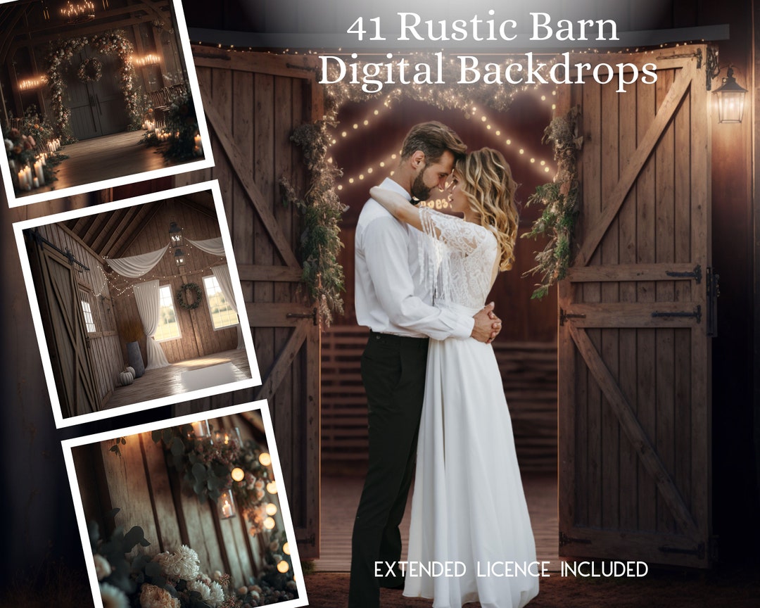 41 Rustic Wedding Barns Digital CG Backdrops, Stone and Wood Barn ...