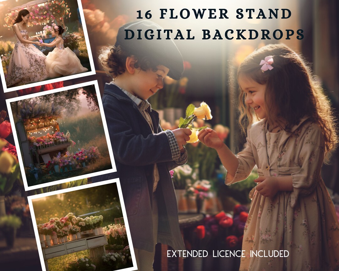 16 Premium Spring Flower Stands Digital CG Backdrops, Spring Flower ...