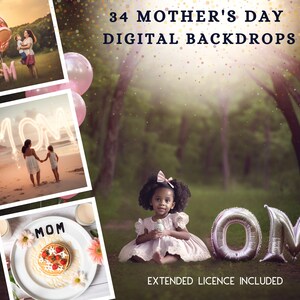34 Mother's Day Digital Backdrops, CG Backdrops, MOM Balloons ...