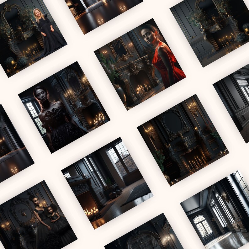 24 Black Gothic Lofts CG Backdrops Windows and Curtain - Etsy