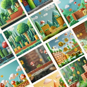 132 Super Video Game Inspired CG Digital Backdrops, Gamer, Mario ...