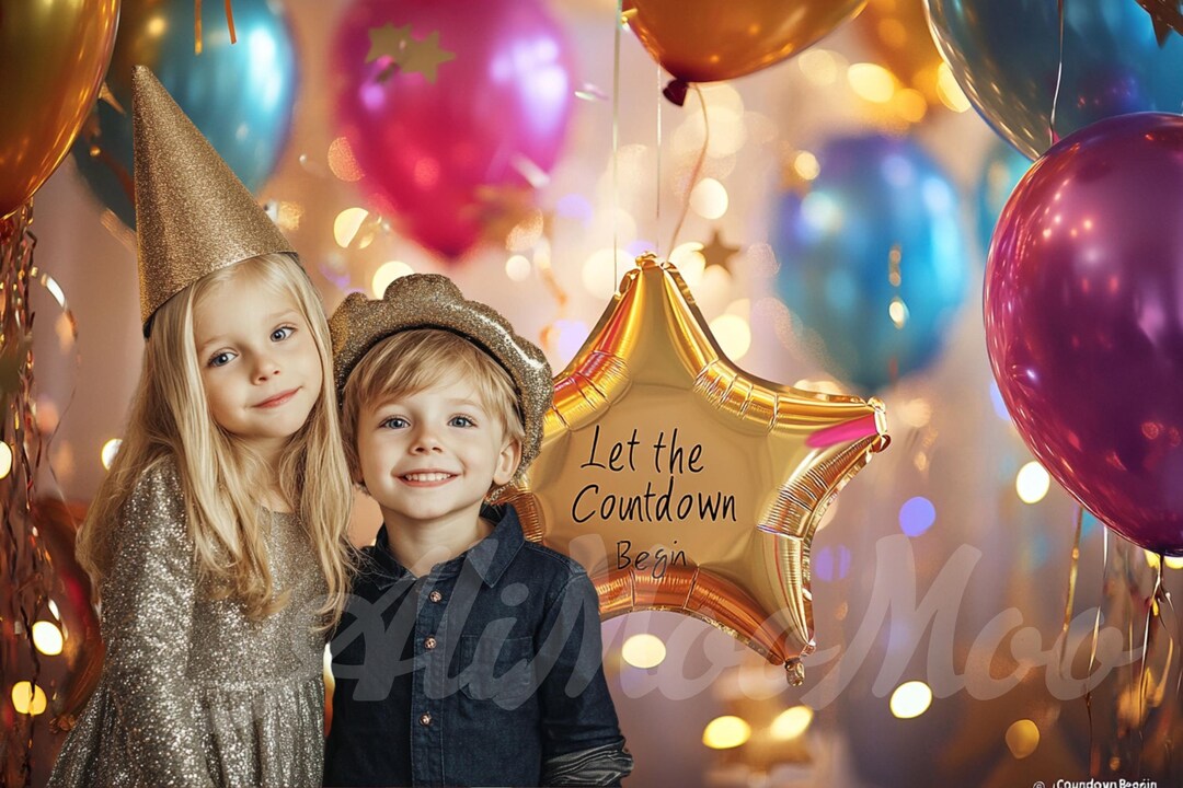 Let the Countdown Begin Balloon 2025 Backdrop, New Year 2025 Background ...