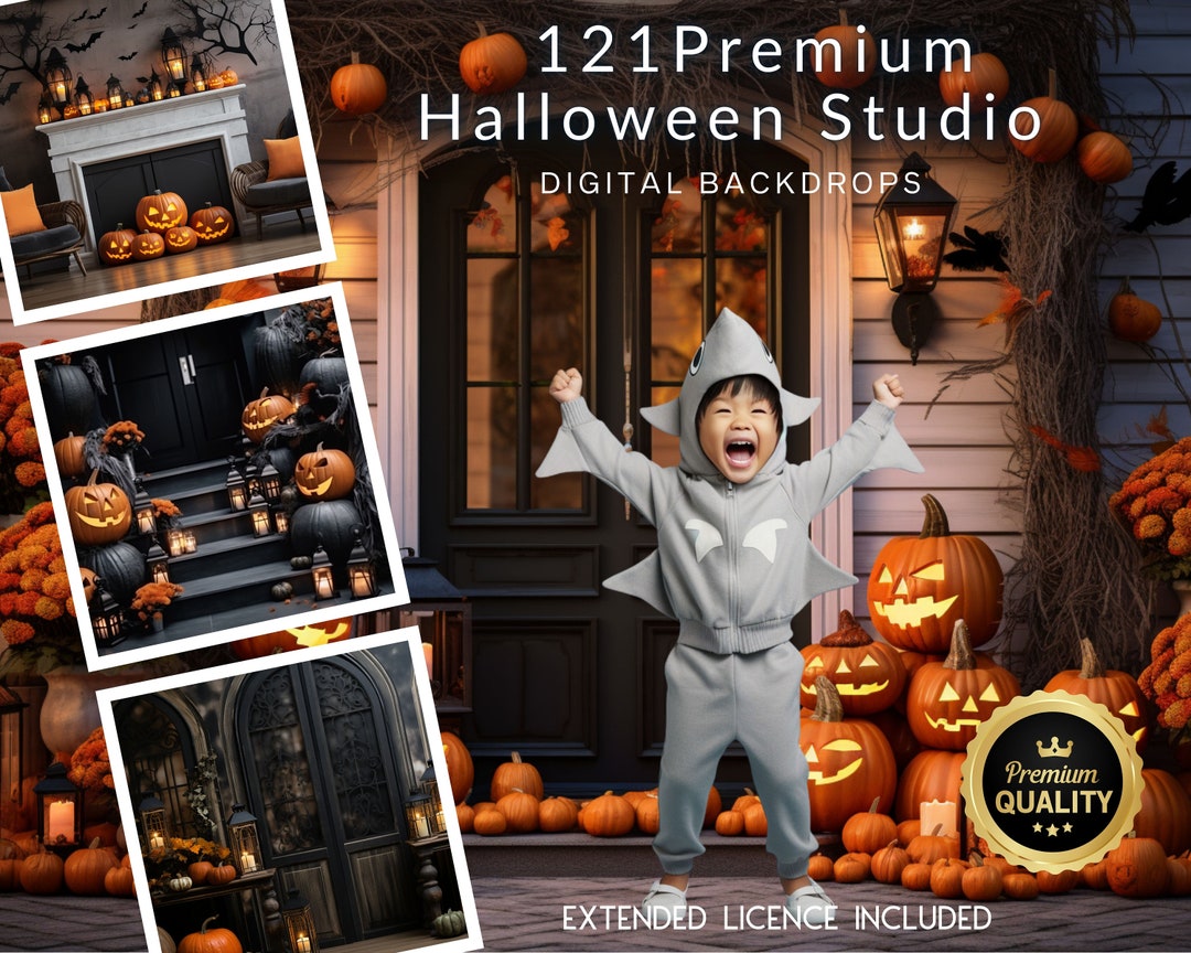 121 Premium Halloween Studio Backdrops CG Digital Backdrops, Pumpkin ...