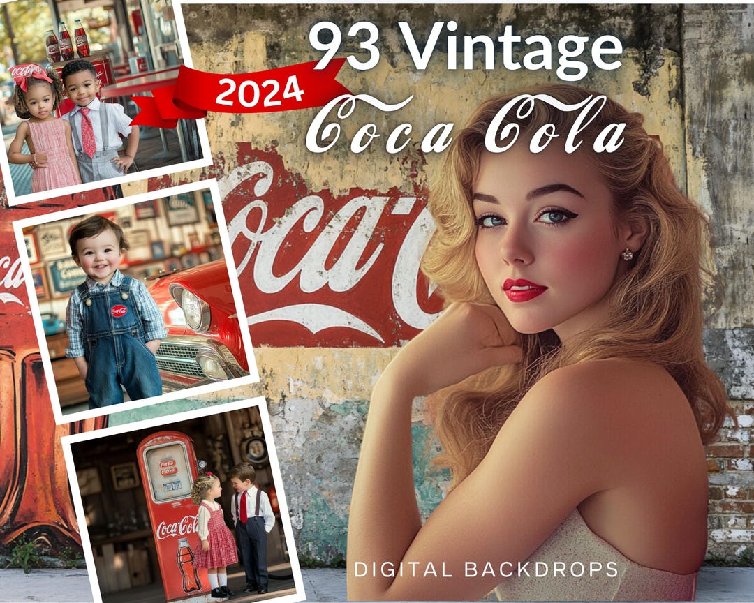 93 Coca Cola Americana Themed CG Digital Backdrops, Retro Coke ...