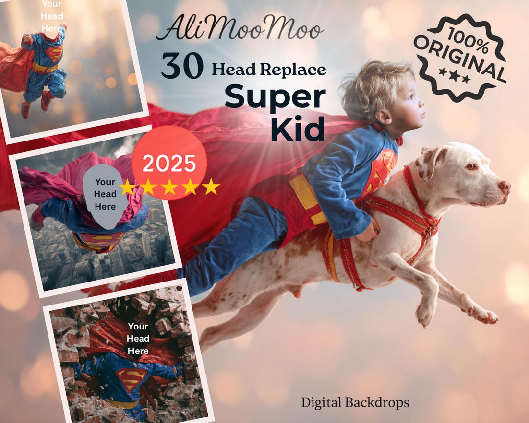 30 Super Kid Super Hero Inspired CG Digital Backdrops, Metropolis, Face ...