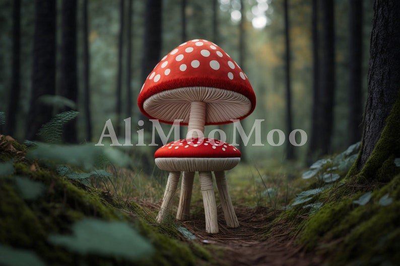 43 Magical Fairy Mushroom Forest CG Digital Backdrops Red Cap - Etsy