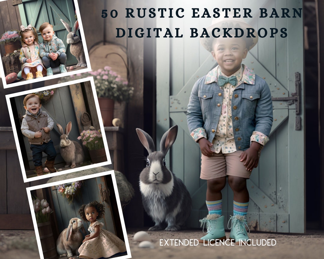 50 Rustic Easter Barn Digital CG Backdrops, Easter Bunny Backgrounds ...
