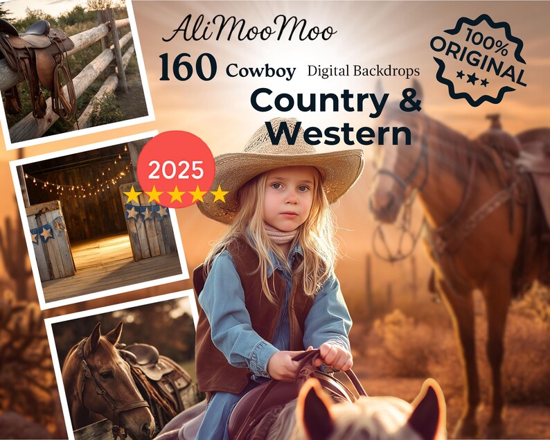 160 Country and Western CG Digital Backdrops, Cowboy and Cowgirl, Ranch ...