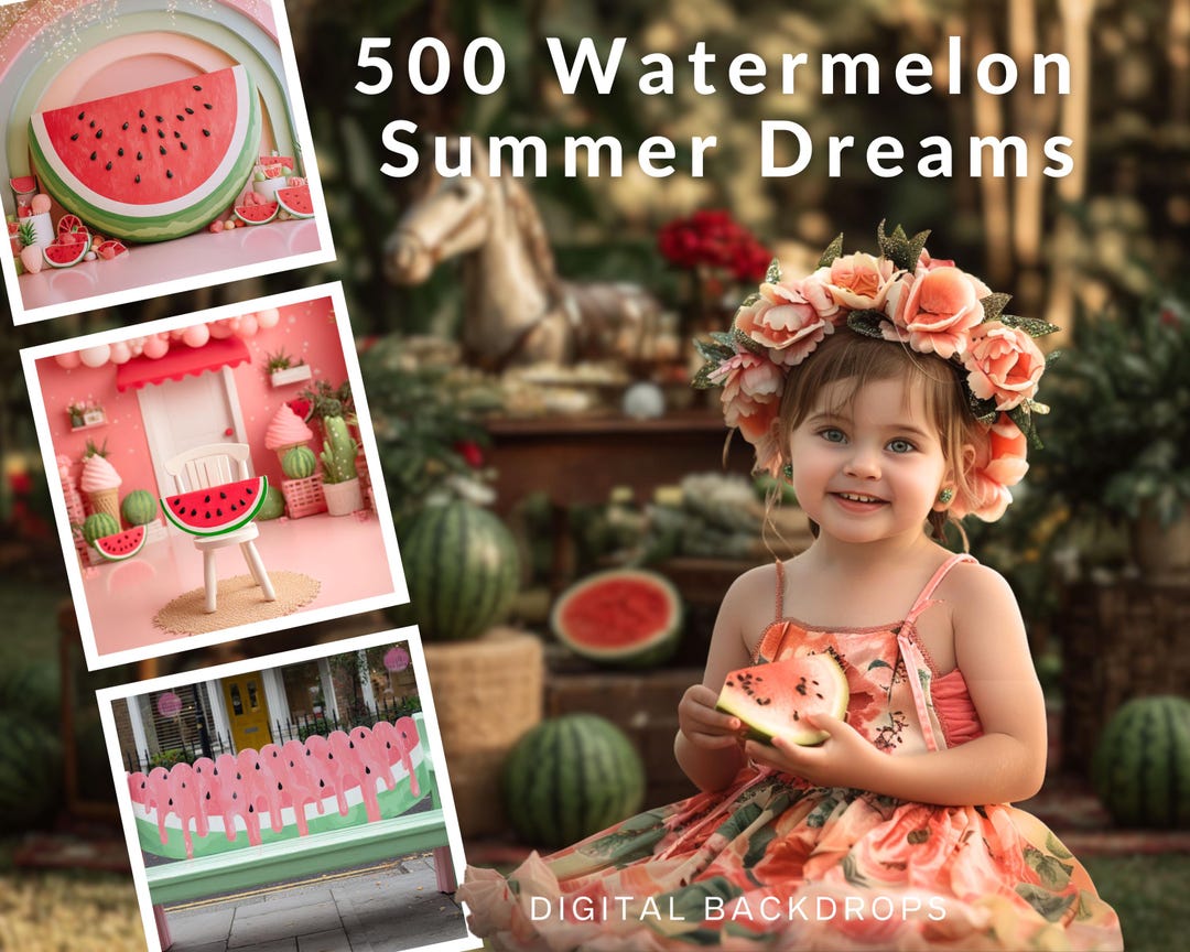 509 Watermelon Theme CG Digital Backdrop, Watermelon Photoshoot ...