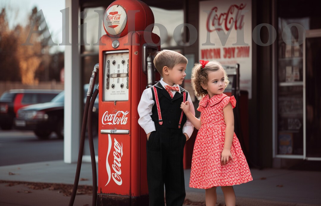 A Coca Cola Gas Station, Americana Vintage Garage CG Digital Backdrop ...