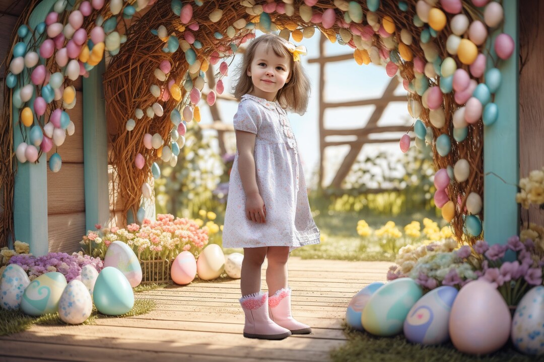 An Outdoor Easter Arch CG Digital Backdrop, Easter Egg Background ...