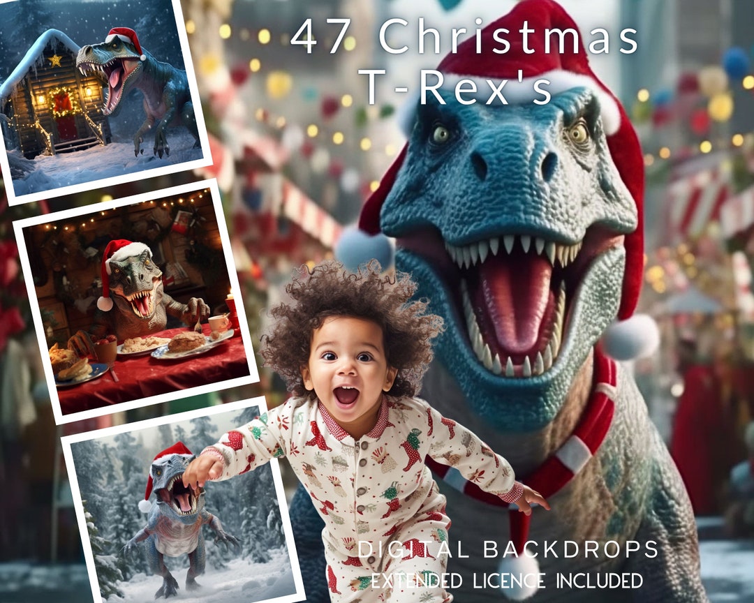 47 T-rex Christmas CG Digital Backdrops, Christmas Dinosaur, Funny ...