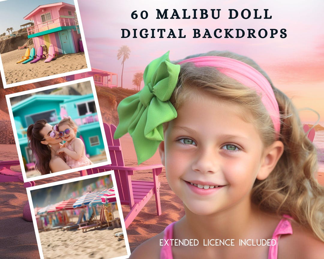 60 Malibu Beach Doll Inspired Digital CG Backdrops, Barbie Caravan on ...