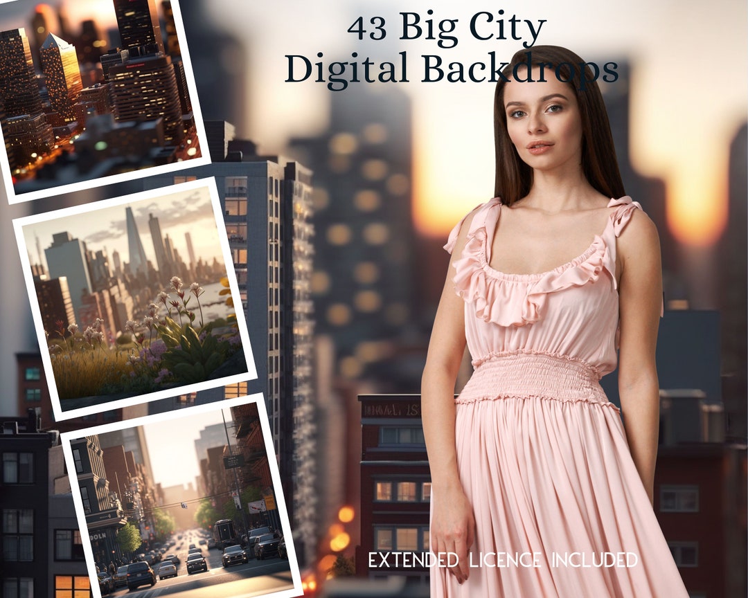 43 Big City CG Digital Backdrops, Metropolis, Street Lights, Bokeh City ...