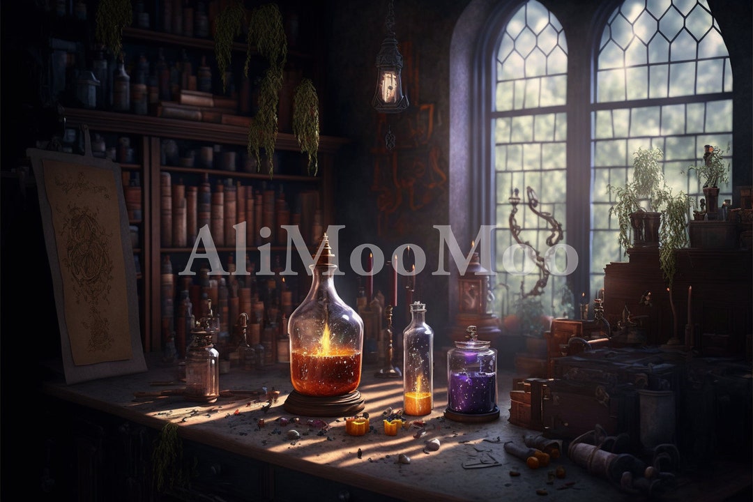 Wizard Potions Room CG Digital Backdrop, Wizard Stock, Magic Backgrounds, Wizard School, Castle ...