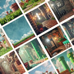 132 Super Video Game Inspired CG Digital Backdrops, Gamer, Mario ...