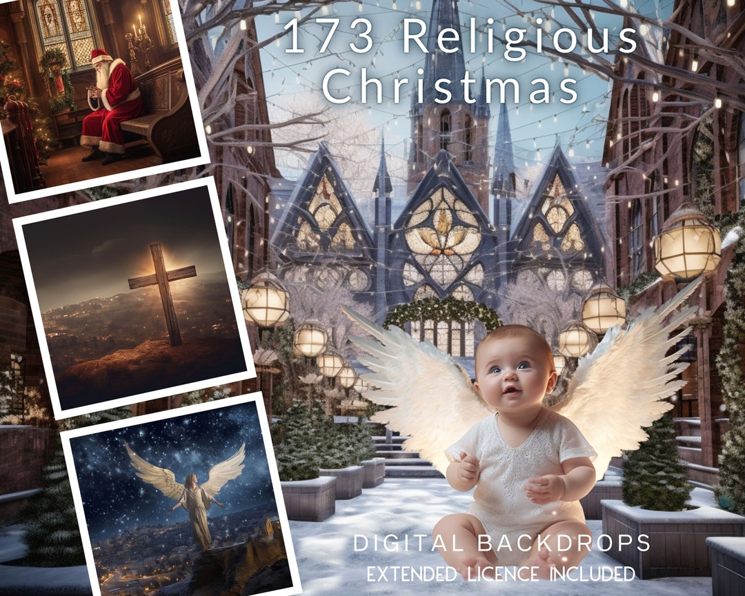 178 Religious Christmas CG Digital Backdrops, the Nativity, Church ...