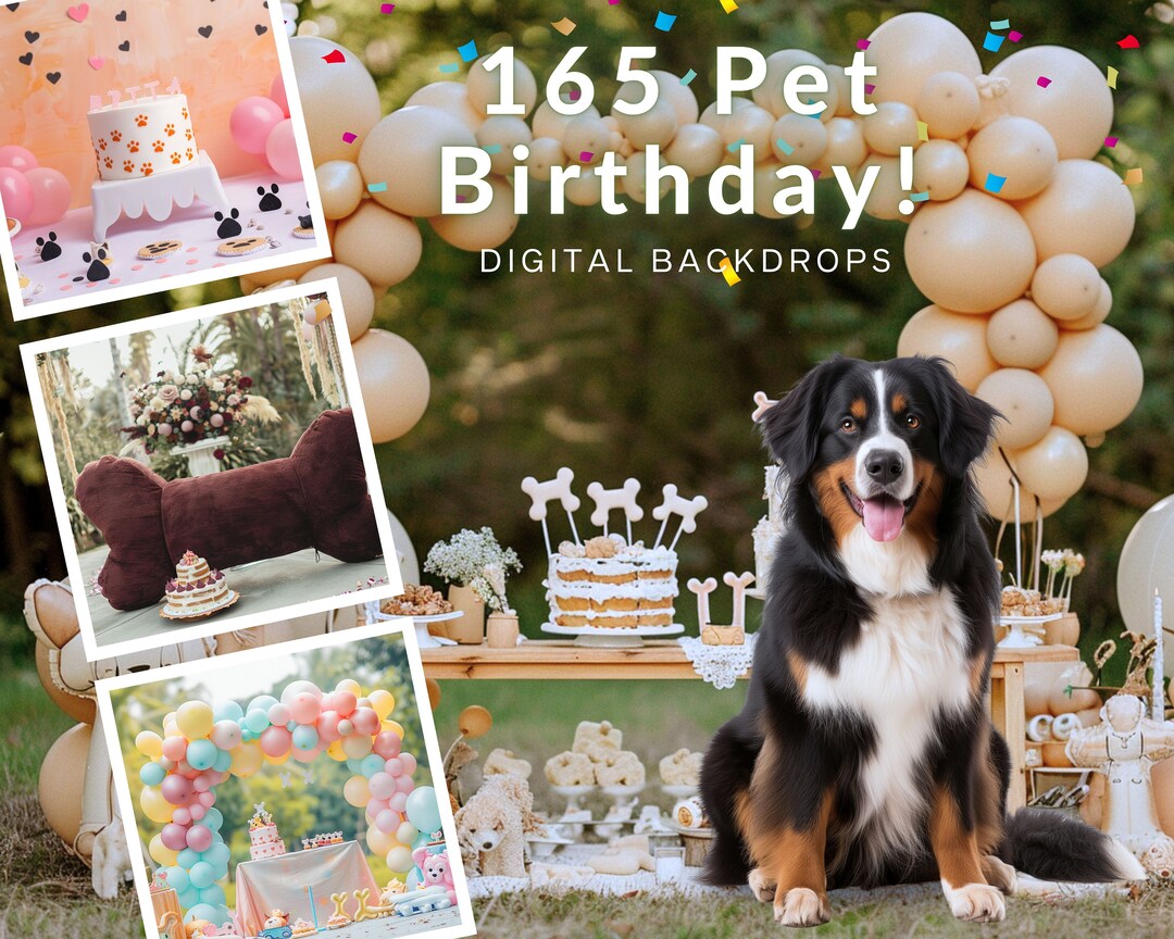 165 Pet Birthday Digital CG Backdrops, Dog and Cat, Birthday Backdrop ...