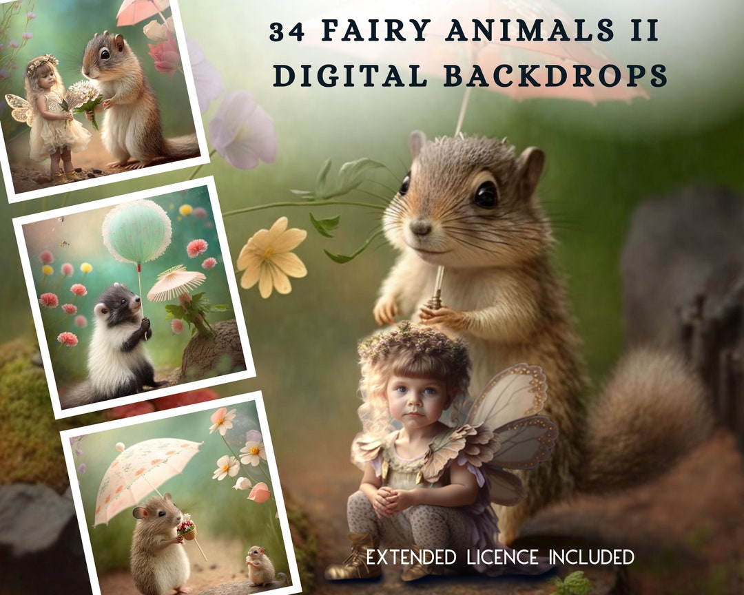 34 Magical Fairy Animal Digital CG Backdrops, Fairy Woodland Animal ...