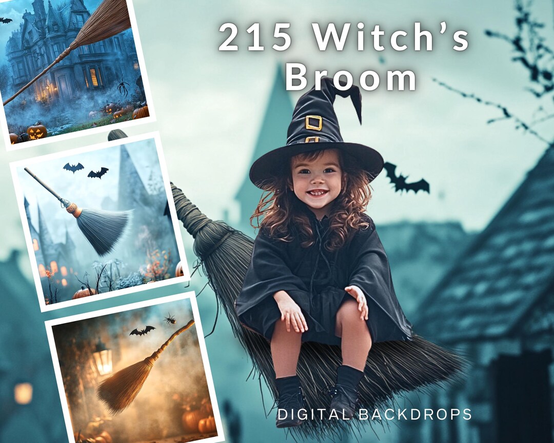 215 Witches Broom Halloween CG Digital Backdrop, Wizard Stock, Gothic ...