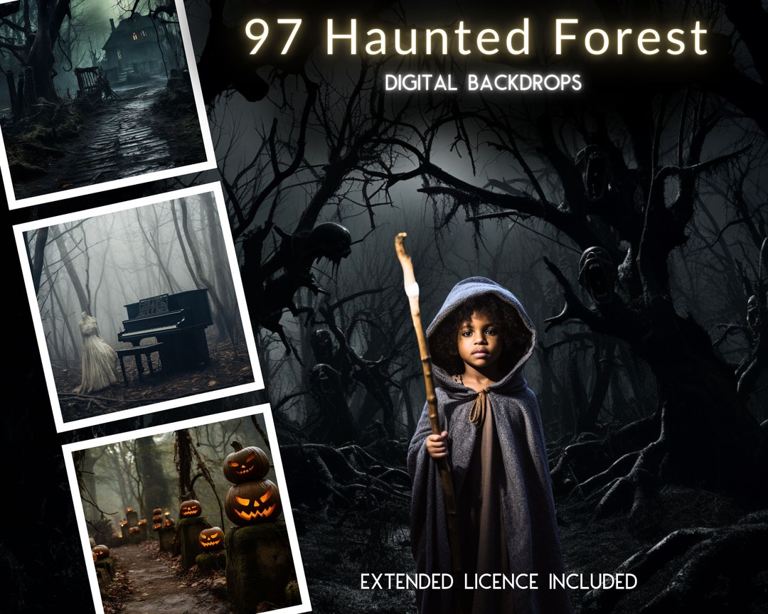 97 Haunted Forest CG Digital Backdrops, Haunted Woods Background ...