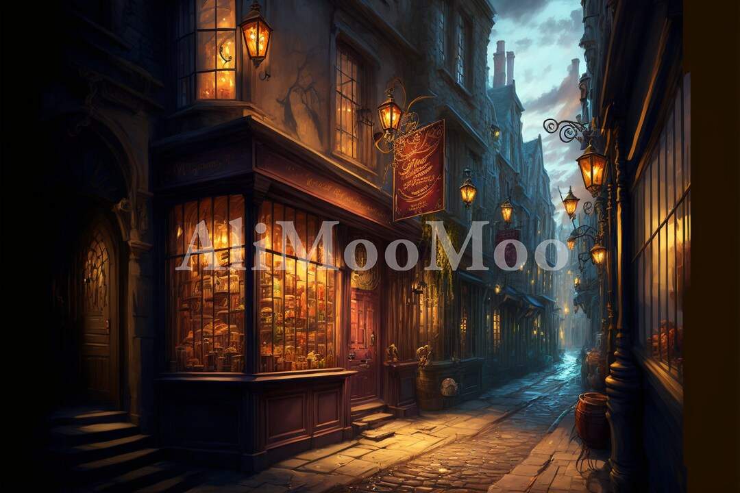 Magical Wizard Alley CG Digital Backdrop, Wizard Stock, Magic ...