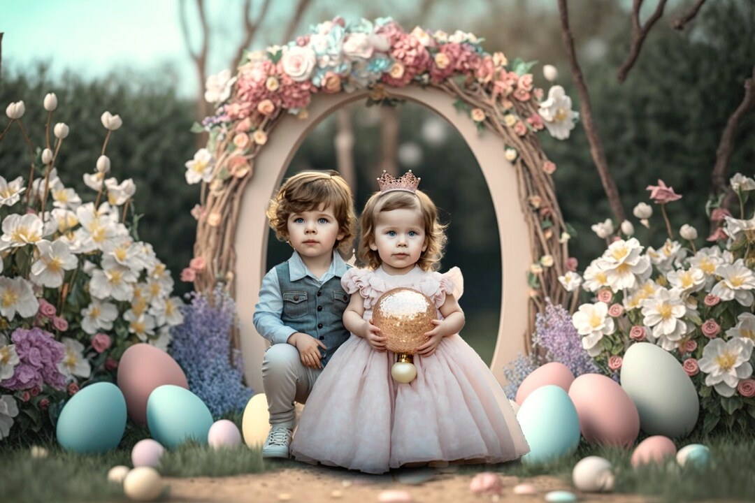 An Outdoor Easter Arch CG Digital Backdrop, Easter Egg Background ...