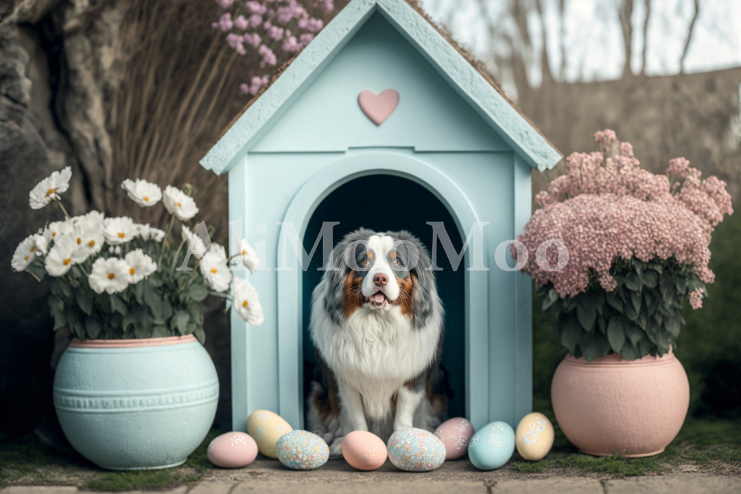 Easter Dog Cat House CG Digital Backdrop, Home Easter Background, Bunny ...