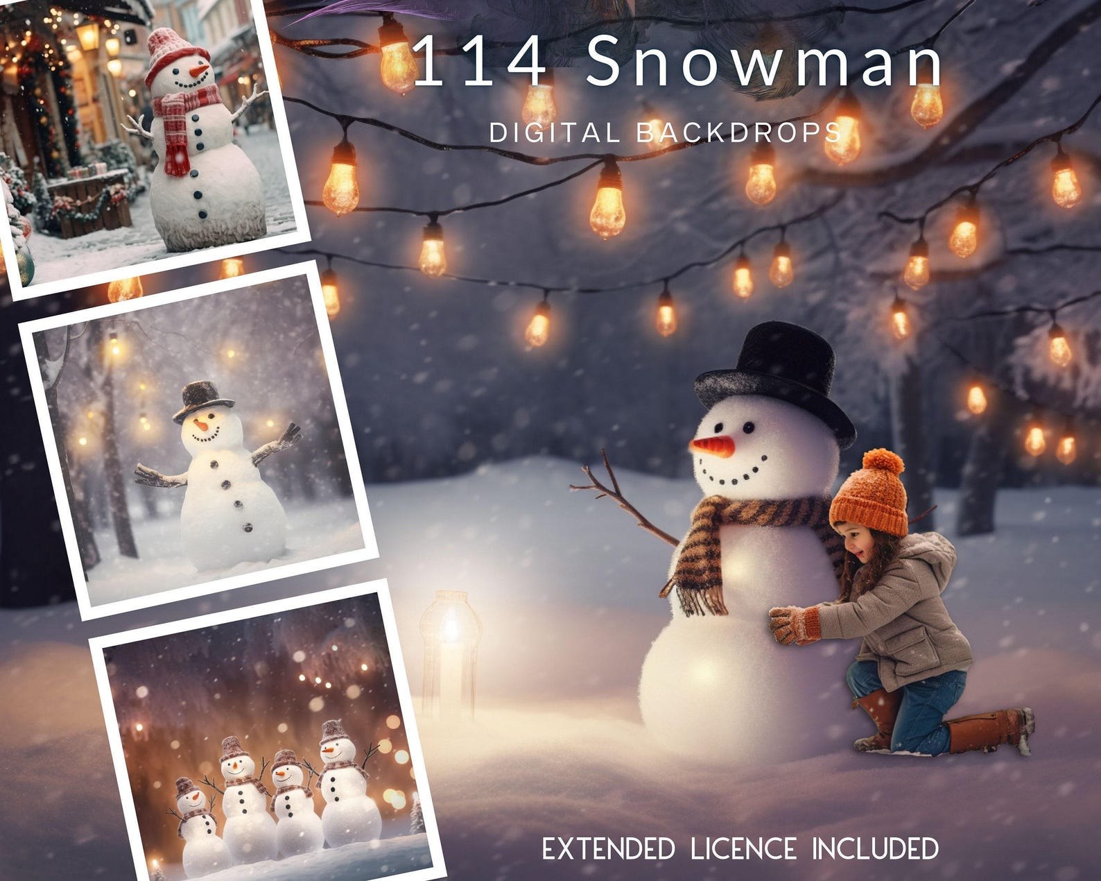 114 Snowman CG Digital Backdrops, Christmas Stock, Winter Background ...