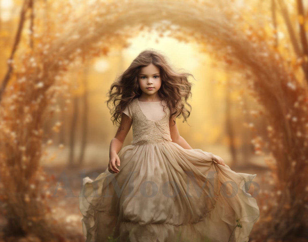 A Creamy Autumn Premium Digital Backdrop, Falling Leaves in the Forest ...