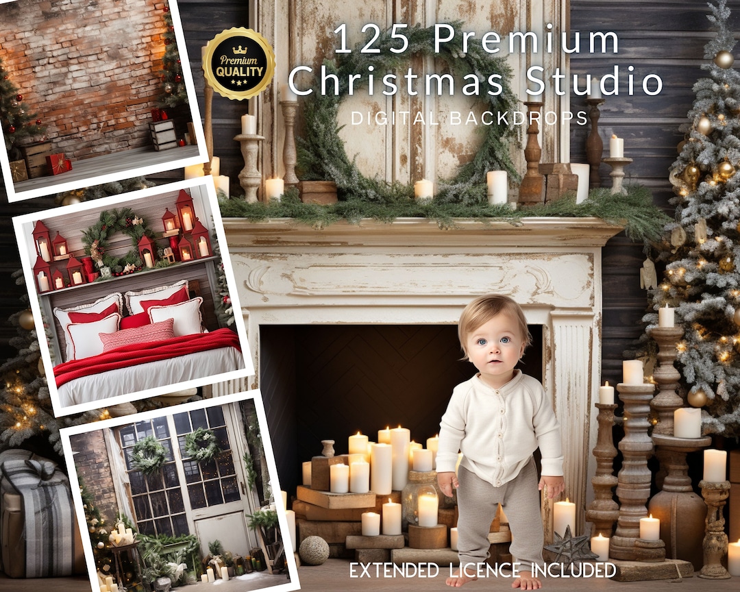 125 Premium Christmas Studio CG Digital Backdrops, Christmas Bed ...
