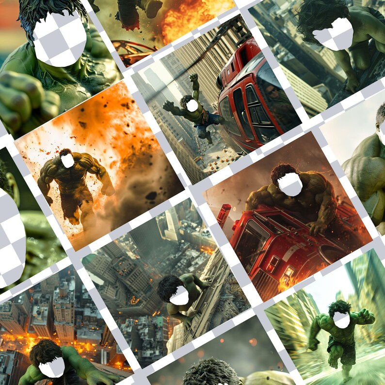 27 Hulking Kid Super Hero Inspired CG Digital Backdrops, Green Super ...