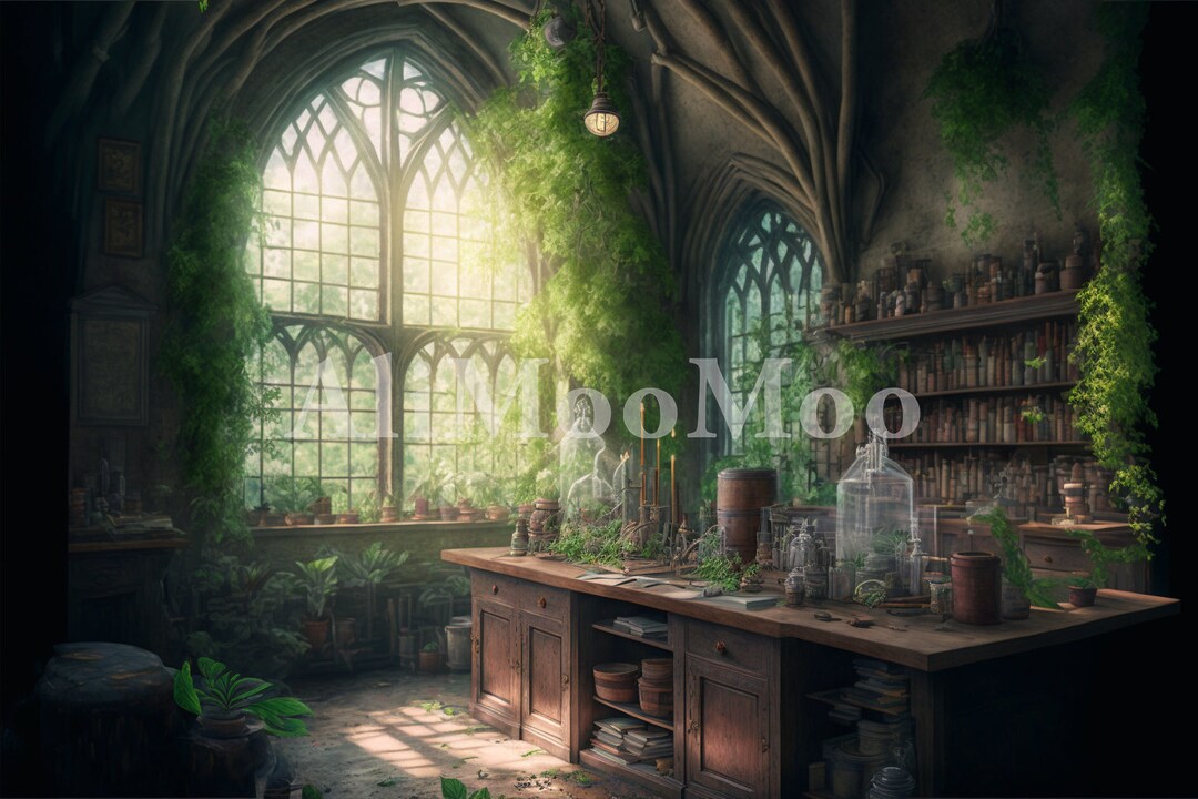 Wizard Botany Room CG Digital Backdrop, Wizard Stock, Magic Backgrounds ...