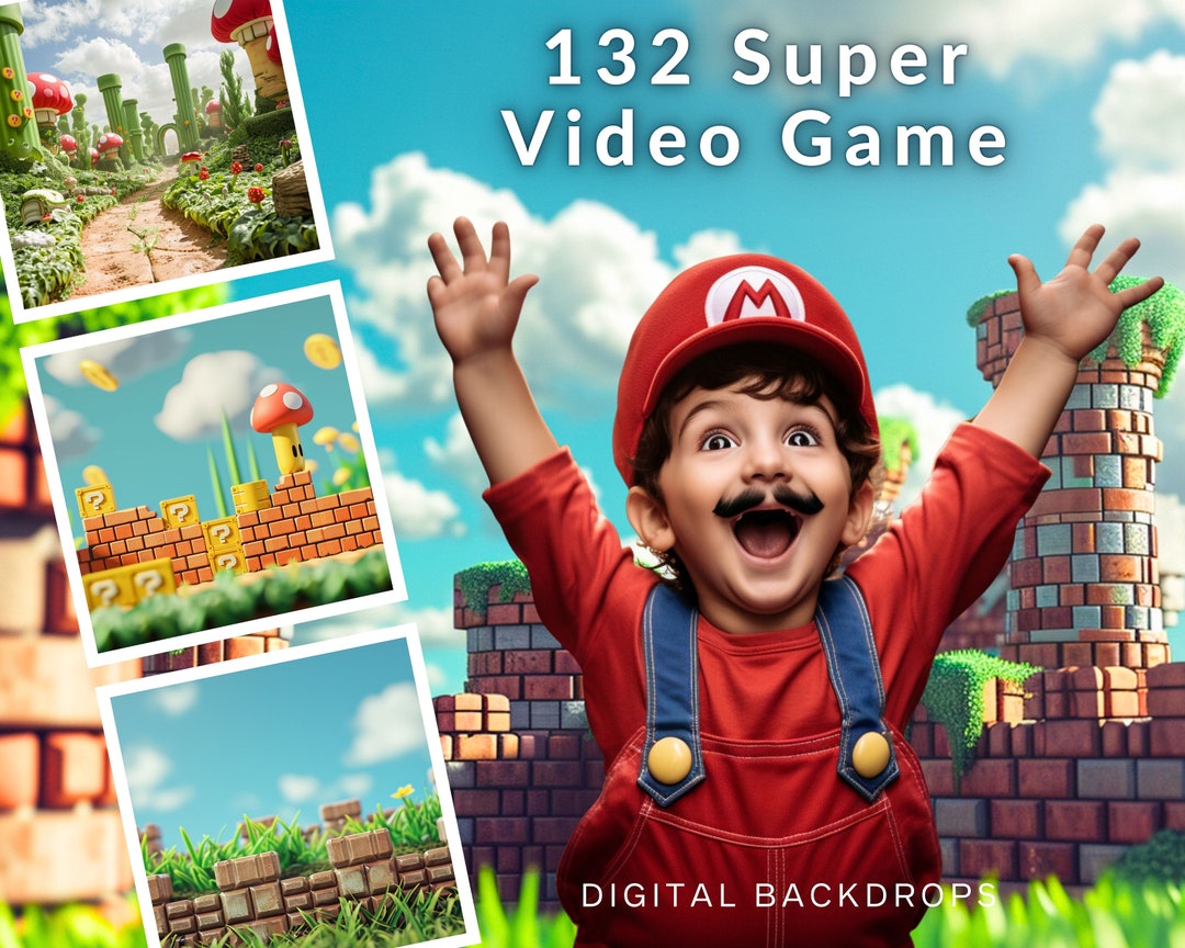 132 Super Video Game Inspired CG Digital Backdrops, Gamer, Mario ...