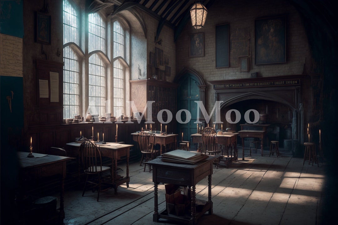 Magical Wizard Classroom CG Digital Backdrop, Wizard Stock, Magic ...