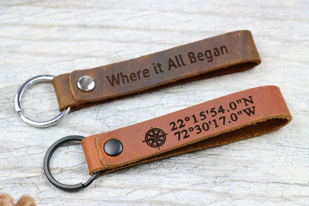 Customized Keychain, Personalized Leather Keychain, Custom Leather Key ...