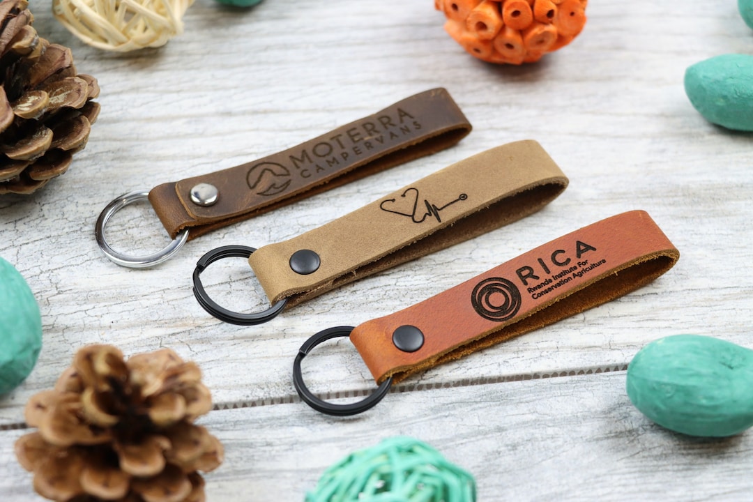 Business Logo Keychain, Custom Leather Keychain - Etsy