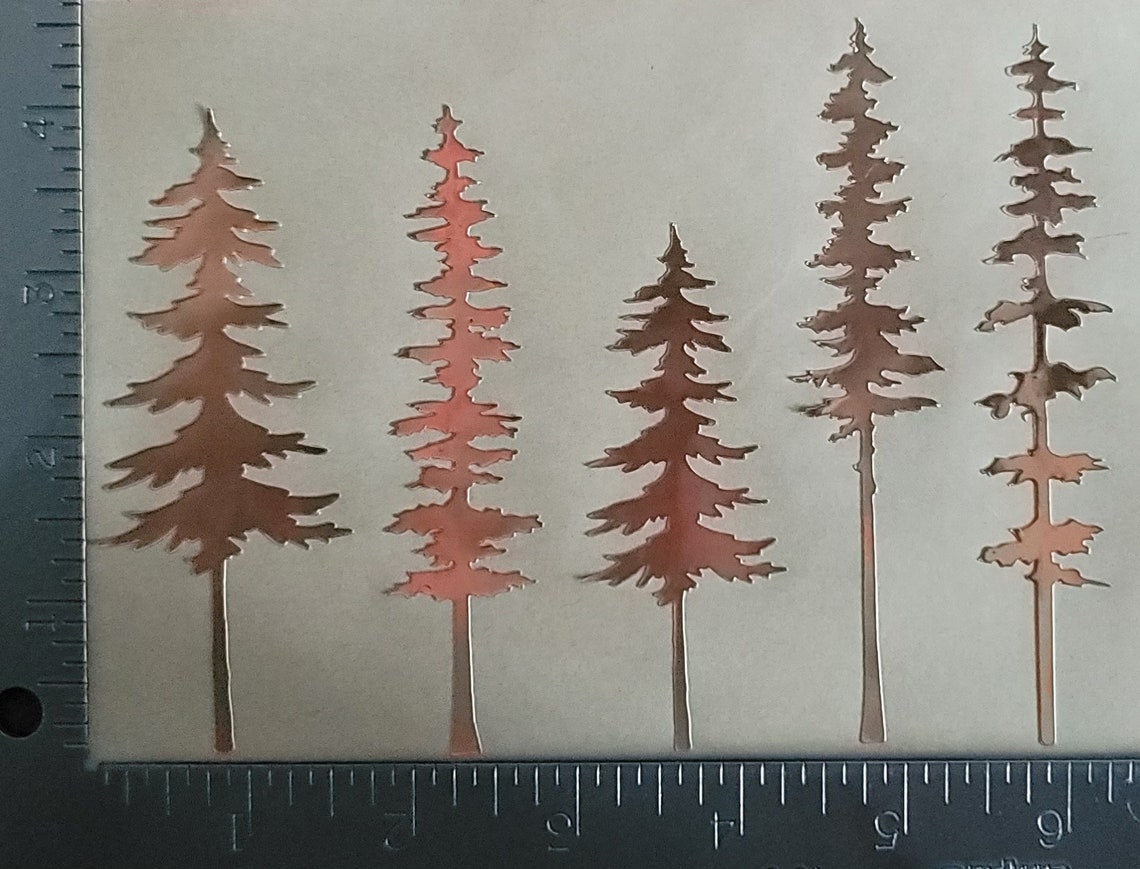 Pine Tree Bundle - 5 Pack Stained Glass Copper Foil Overlay - Etsy