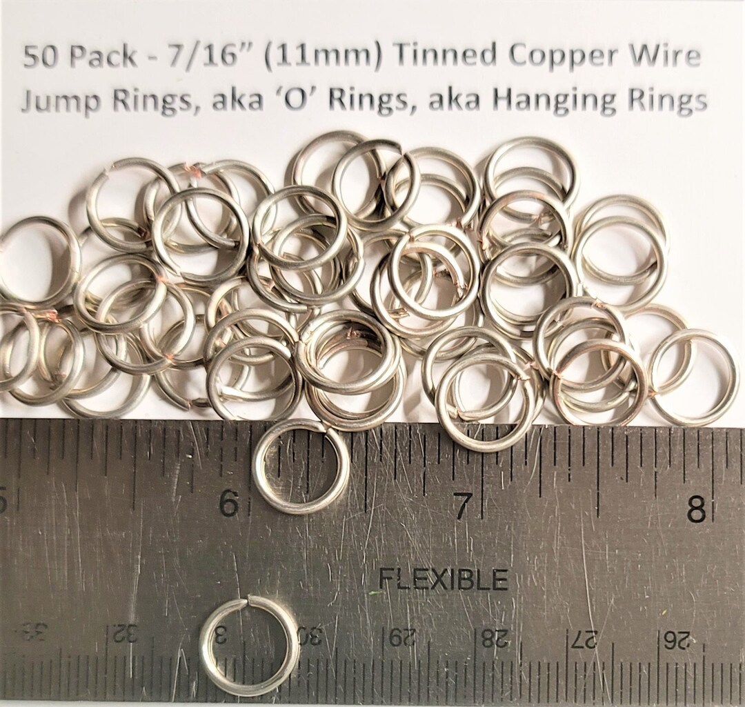 50 Pack - 7/16" (11mm) 16 Gauge Tinned Copper Wire Jump Rings, Aka ‘O ...