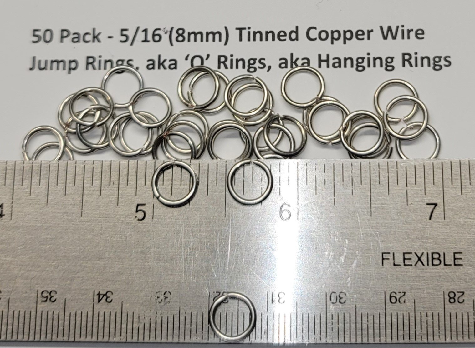 50 Pack 5/16 8mm 18 Gauge Tinned Copper Wire Jump Rings, Aka O Rings ...