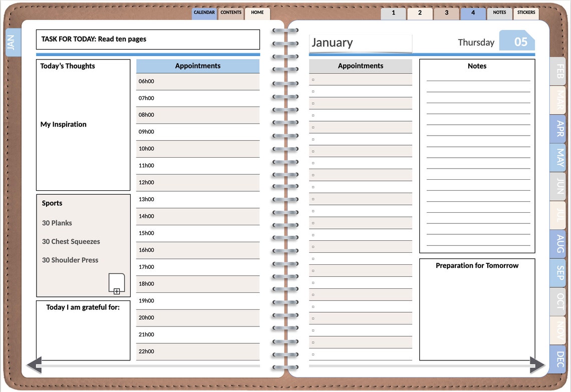 Digital Planner and Calendar With Daily Tasks Workouts - Etsy