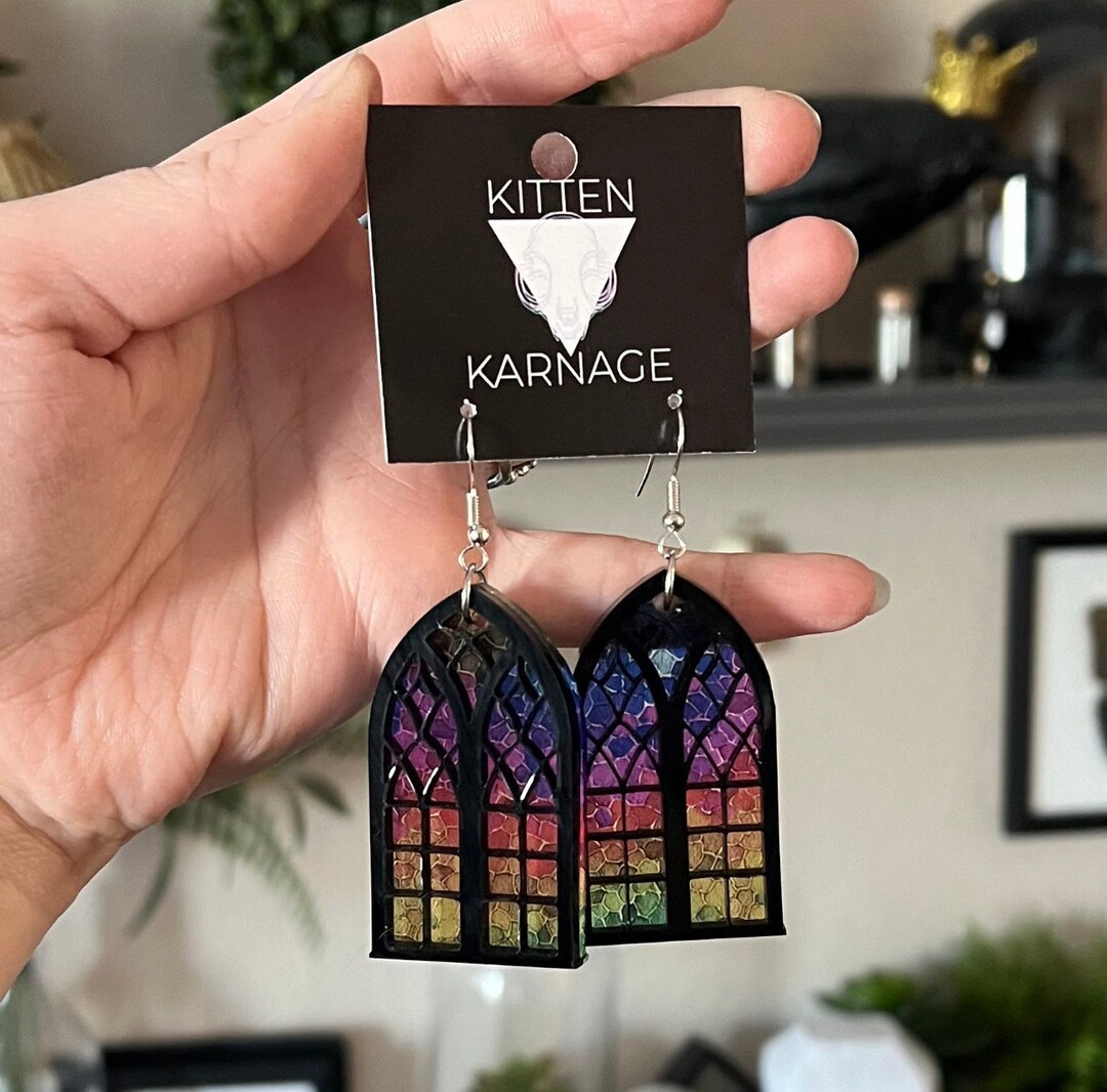 Gothic Stained Glass Cathedral Window Earrings - Etsy