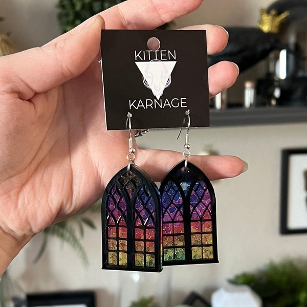 Stained Glass Earrings Gothic - Etsy