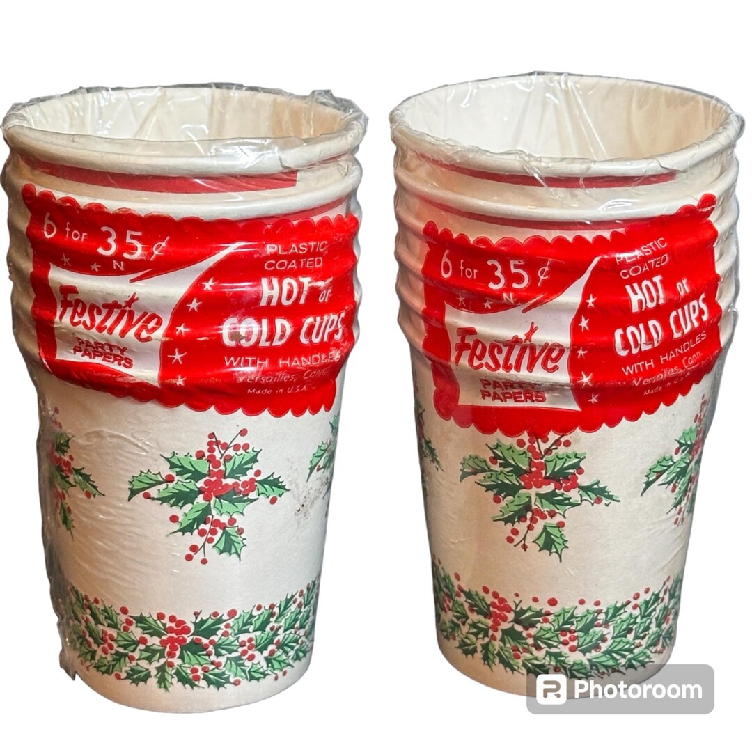 Vintage Festive Paper Hot & Cold Cups With Handles - Etsy