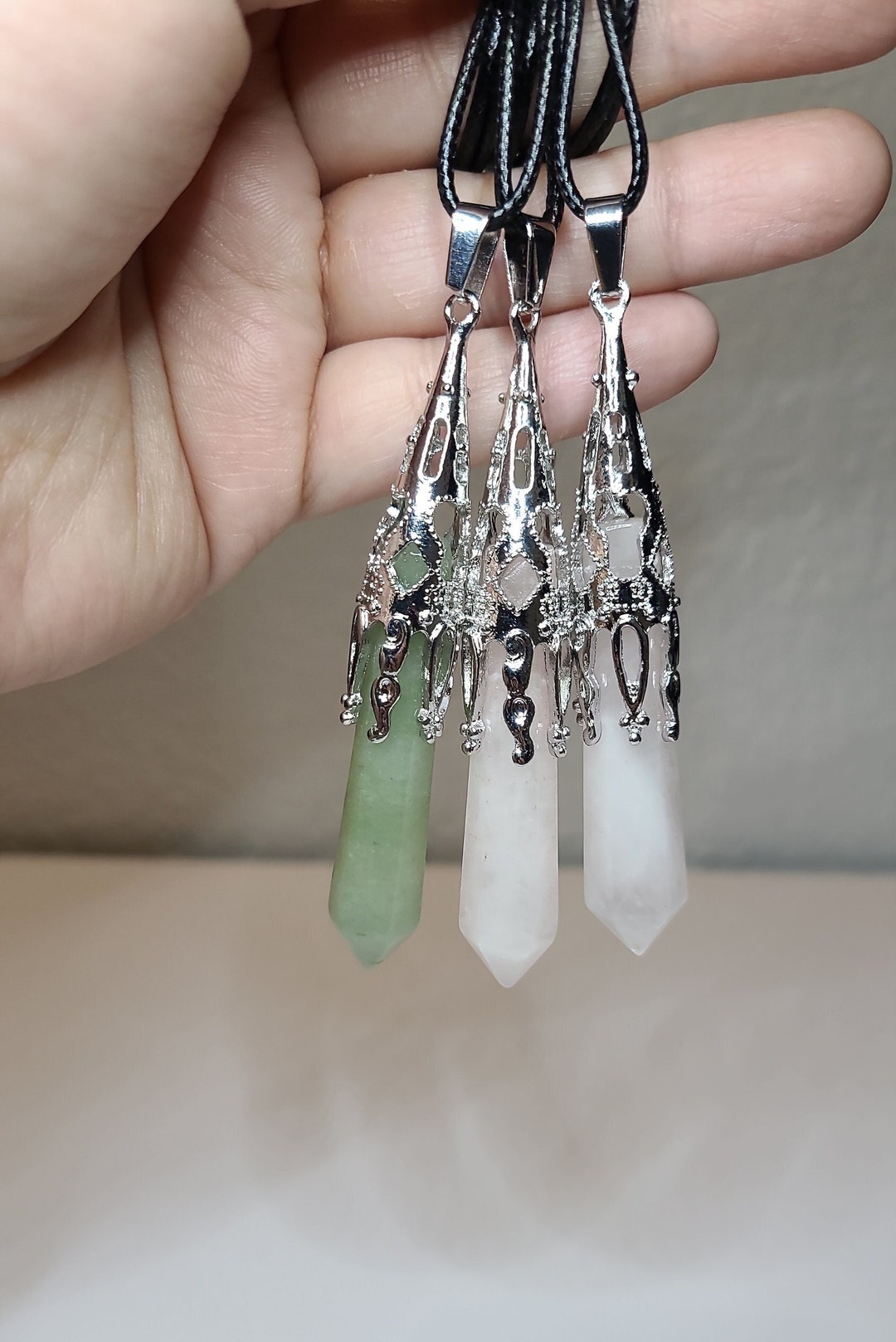 Crystal Point Pendant/pendulum With Rope Chain - Etsy